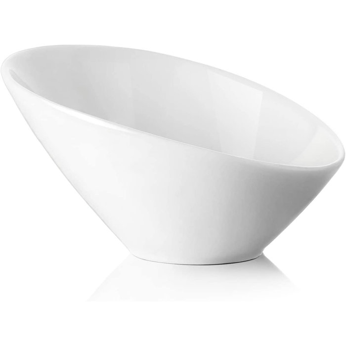 Orren Ellis Salad Bowls 2 Packs Angled Serving Bowls Ceramic White Bowls Serving Bowls